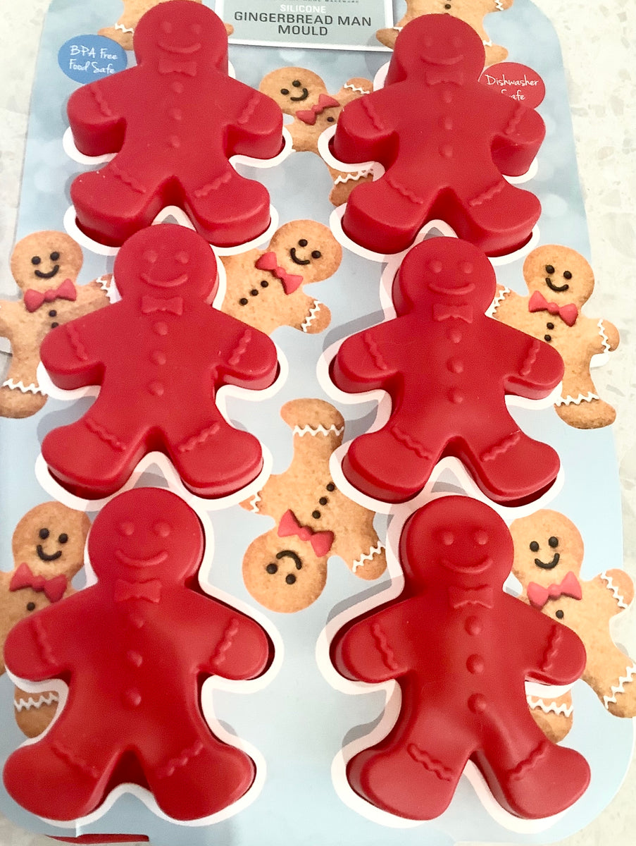 Gingerbread man Christmas silicone 6 cavity mould – Adelaide Candle & Body